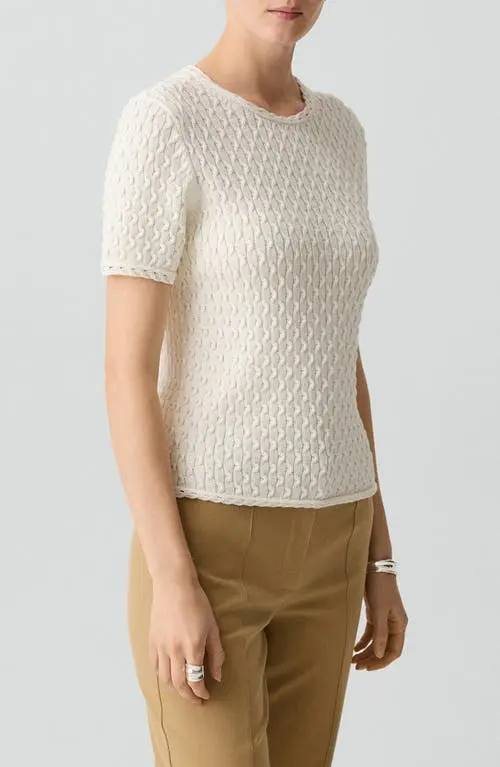 Theory Cable Knit Organic Cotton Top - Ivory