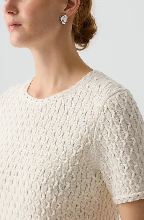 Theory Cable Knit Organic Cotton Top - Ivory