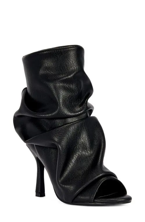 AZALEA WANG Apex Slouchy Open Toe Bootie - Black