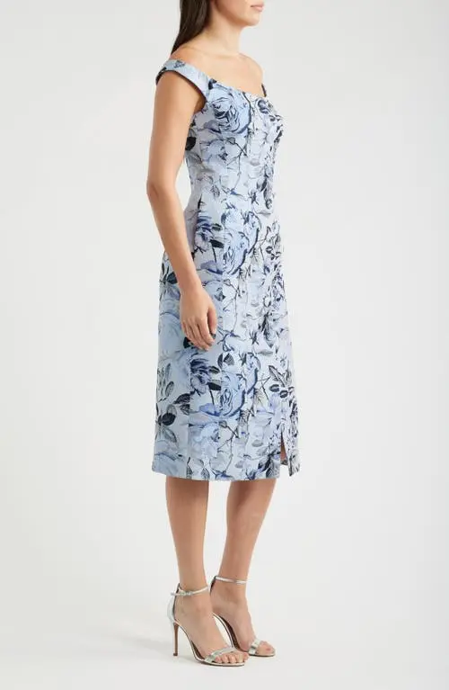MILLY Mel Floral Jacquard Off-the-shoulder Dress