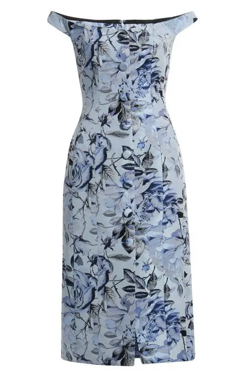 MILLY Mel Floral Jacquard Off-the-shoulder Dress