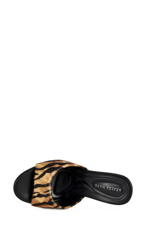 AZALEA WANG Genuine Calf Hair Wedge Sandal