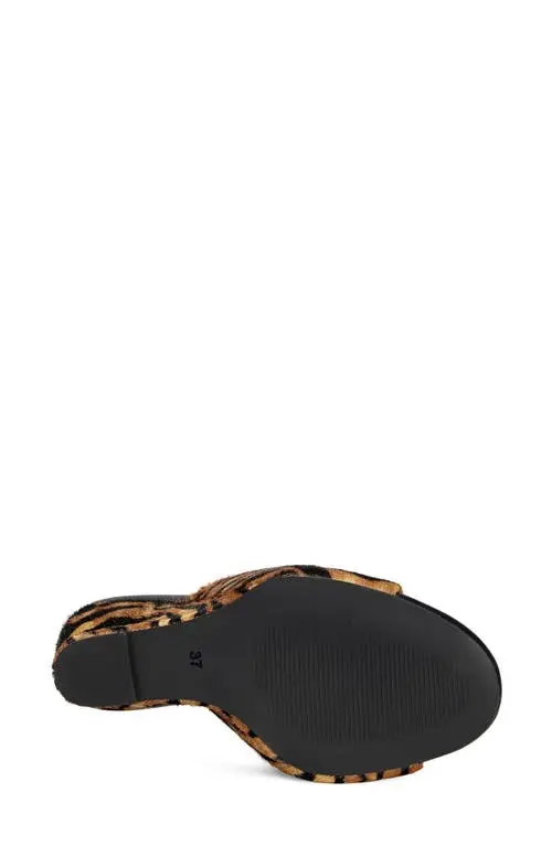AZALEA WANG Genuine Calf Hair Wedge Sandal