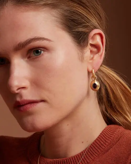 ELOISE JEWELRY Wander Hoops Small With Red Garnet Charms