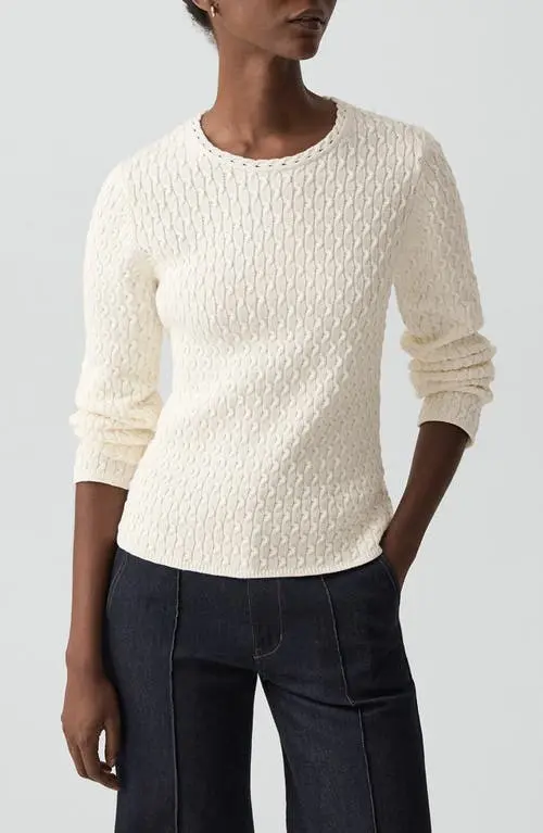 Theory Cable Stitch Organic Cotton Sweater - Ivory