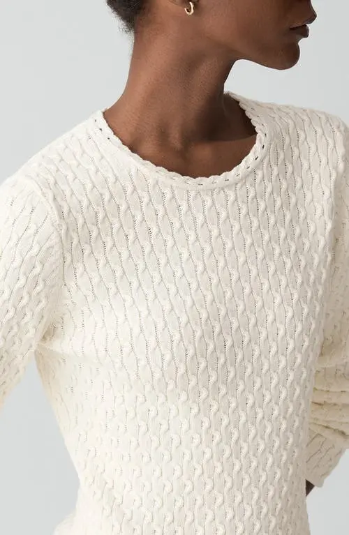 Theory Cable Stitch Organic Cotton Sweater - Ivory
