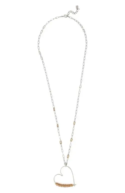 Robert Lee Morris Wire Wrapped Heart Pendant Necklace - Two Tone