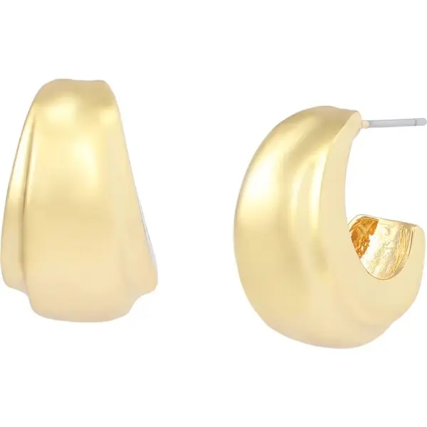 Robert Lee Morris Sculptural Chubby Huggie Hoop Earrings With Cubic Zirconia - Gold
