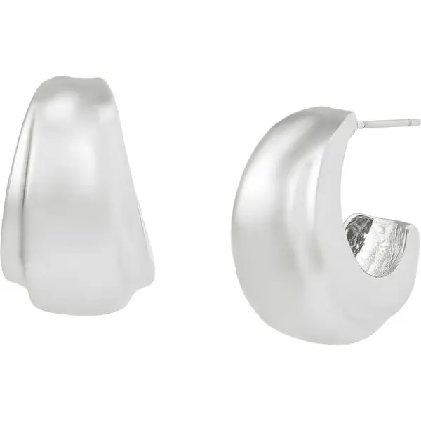 Robert Lee Morris Sculptural Chubby Huggie Hoop Earrings With Cubic Zirconia - Silver