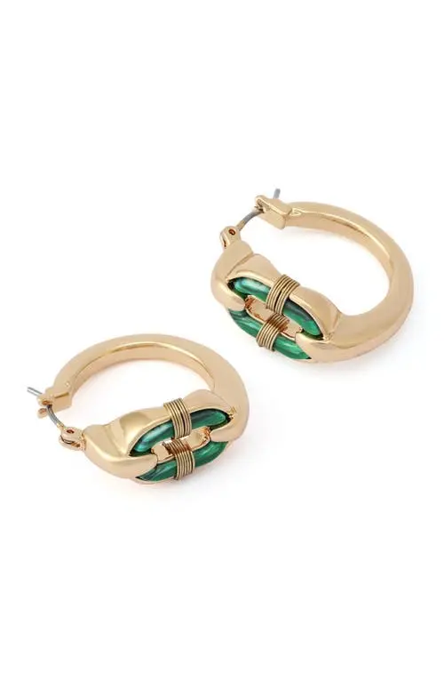 Robert Lee Morris Sculpted Malachite Link Huggie Earrings