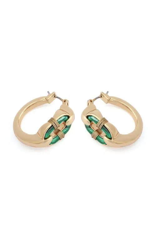 Robert Lee Morris Sculpted Malachite Link Huggie Earrings