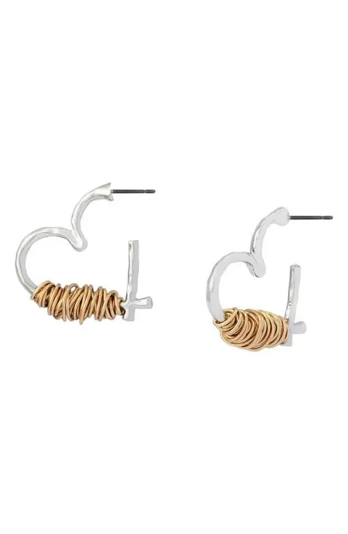 Robert Lee Morris Wire Heart Hoop Earrings - Two Tone