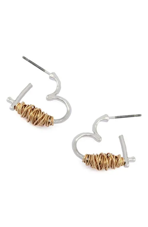 Robert Lee Morris Wire Heart Hoop Earrings