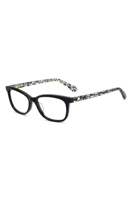 Kate Spade New York Bronwen 52mm Rectangular Optical Glasses - Black Pattern Crystal