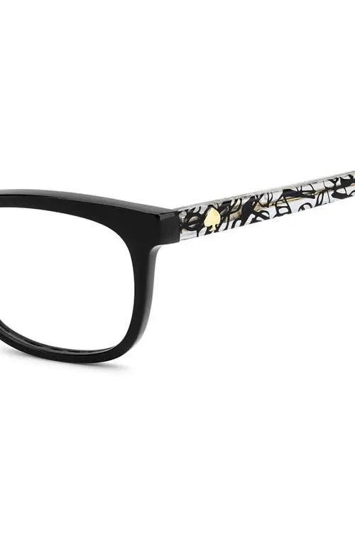 Kate Spade New York Bronwen 52mm Rectangular Optical Glasses - Black Pattern Crystal