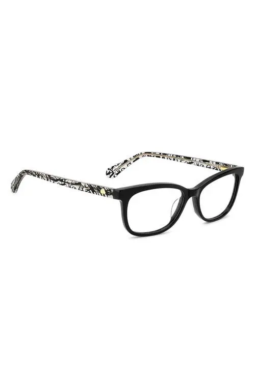Kate Spade New York Bronwen 52mm Rectangular Optical Glasses - Black Pattern Crystal