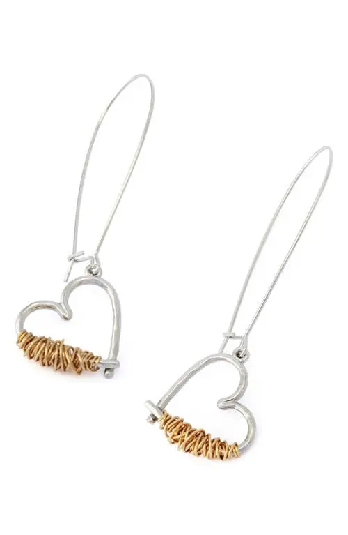 Robert Lee Morris Two-tone Wire Heart Drop Earrings