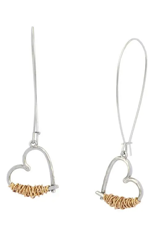 Robert Lee Morris Two-tone Wire Heart Drop Earrings - Two Tone