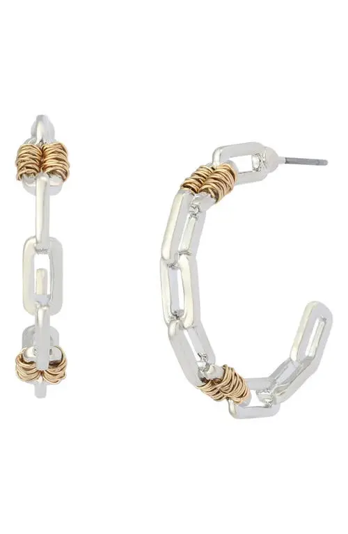 Robert Lee Morris Paper Clip Hoop Earrings With Wire-wrapped Detail - Two Tone