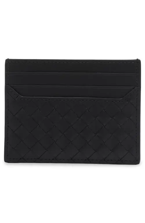 Bottega Veneta Intrecciato Piccolo Leather Card Holder - 8073 Black/thunder