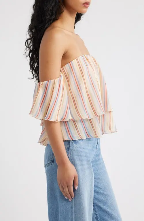 Mango Off The Shoulder Stripe Top