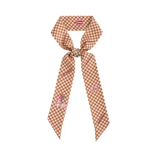 LOST PATTERN Pop Pony" Silk Twill Skinny Scarf - Coffee