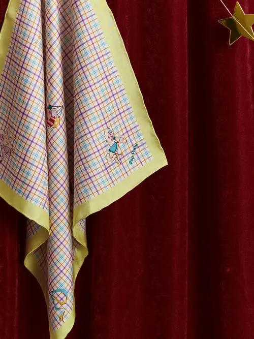 LOST PATTERN Pop Pony" Silk Bandana - Yellow