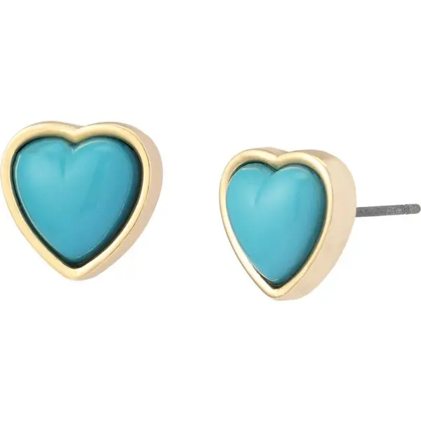 Betsey Johnson Heart Shaped Resin Stud Earrings - Turquoise
