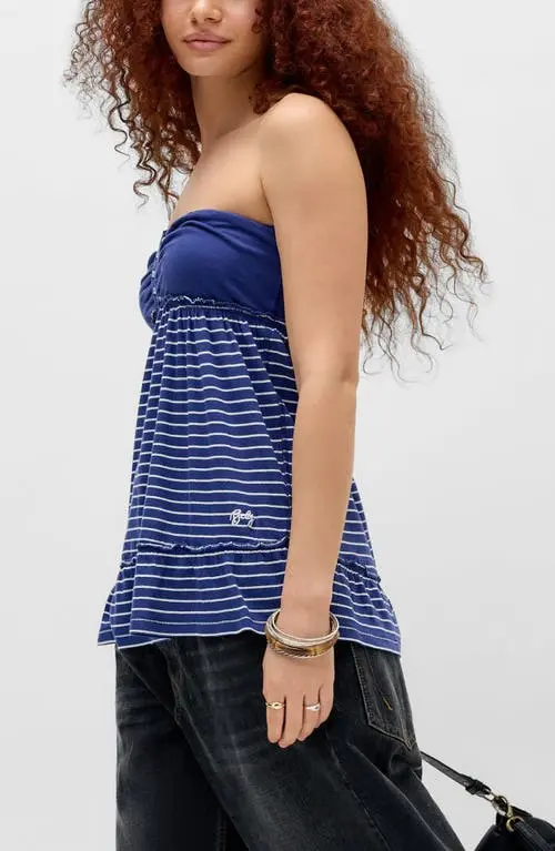 BDG URBAN OUTFITTERS Brittney Stripe Strapless Top - Blue