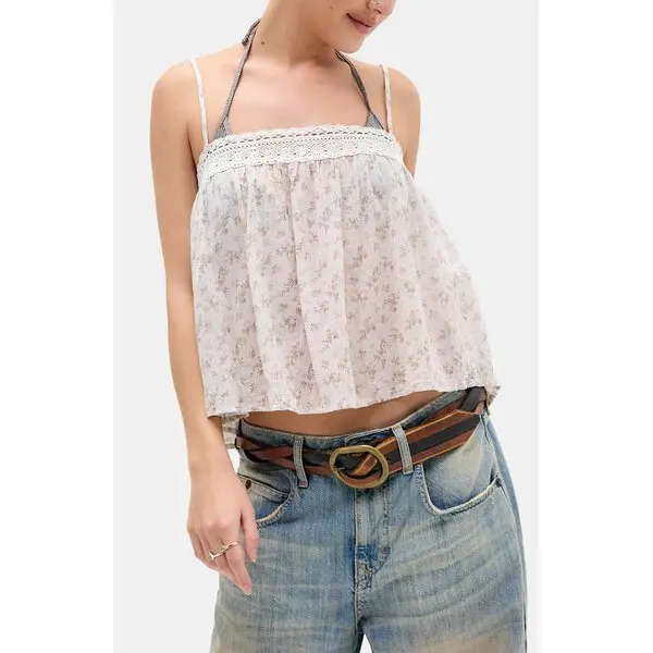 BDG URBAN OUTFITTERS Elara Babydoll Cami With Lace Trim - Ditsy Floral