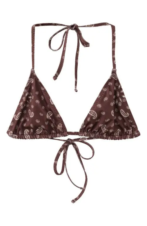 Mango Paisley Triangle Bikini Top - Brown