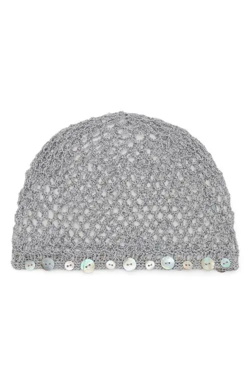 Mango Button Trim Open Stitch Hat