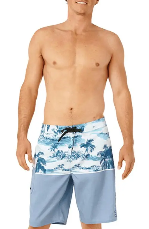 Rip Curl Dawn Patrol Colorblock Print Swim Trunks - Glacier Blue