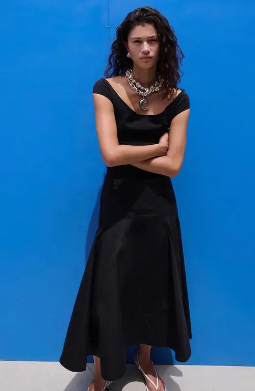 Mango Stitching A-line Maxi Skirt
