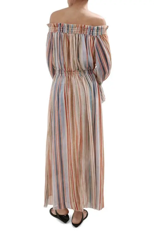 Mango Off-the-shoulder Striped Maxi Dress