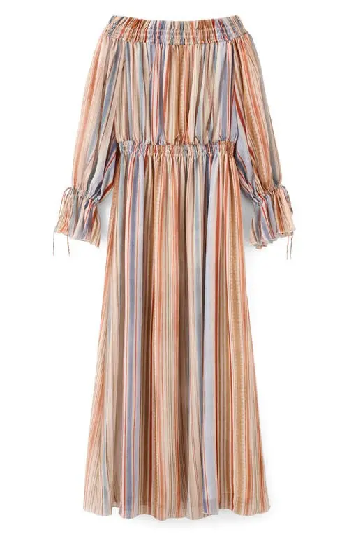 Mango Off-the-shoulder Striped Maxi Dress