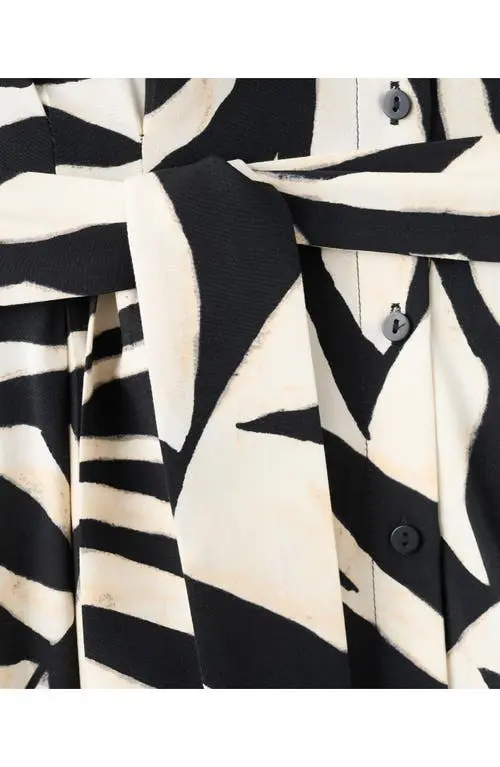 Mango Leaf Print Midi Shirtdress