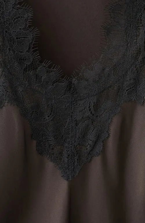 Mango Lace Trim Satin Maxi Dress