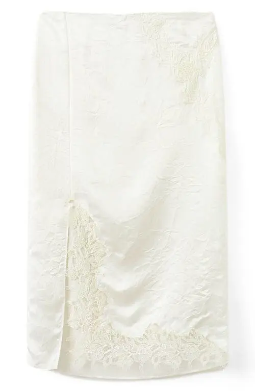 Mango Lace Trim Satin Midi Skirt
