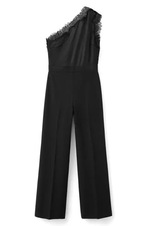 Mango Lace Detail One-shoulder Jumpsuit