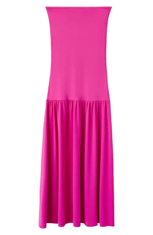 Mango Strapless Drop Waist Midi Dress
