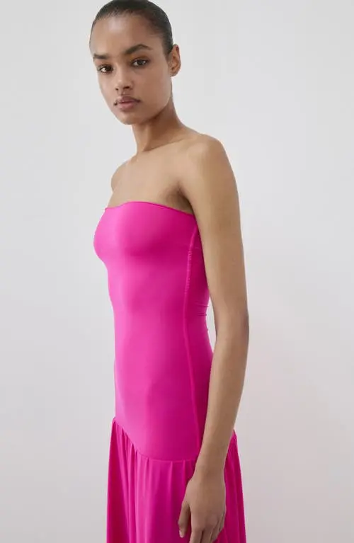 Mango Strapless Drop Waist Midi Dress