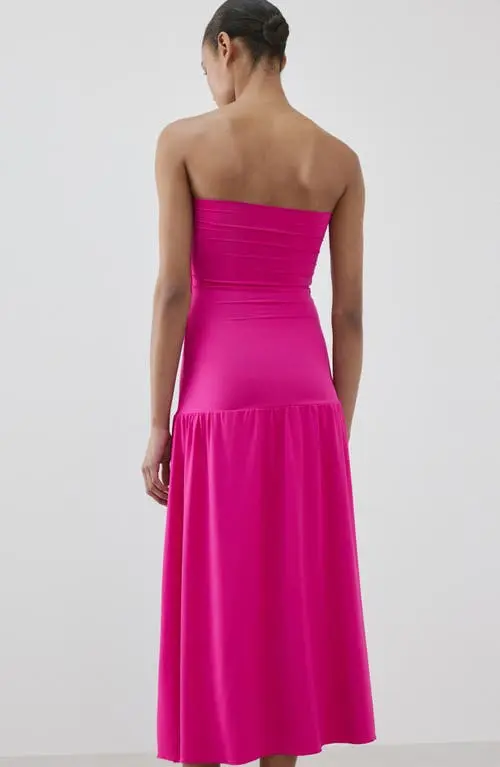 Mango Strapless Drop Waist Midi Dress