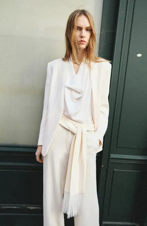 Mango Belted Straight Leg Pants