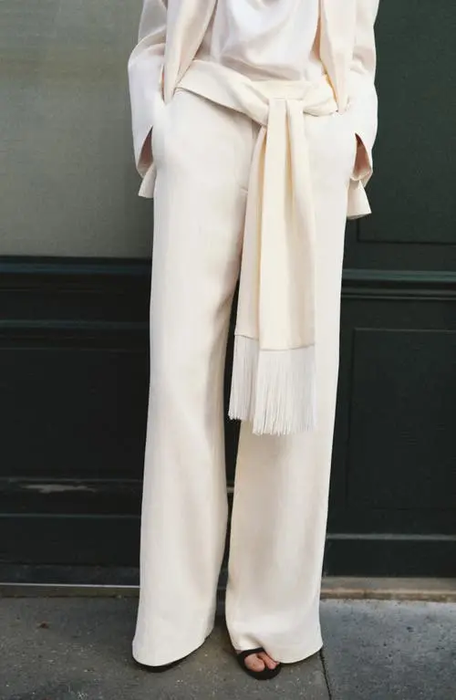 Mango Belted Straight Leg Tailored Pants
