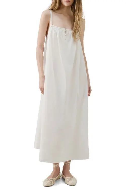Mango Lace Cotton Nightgown - White