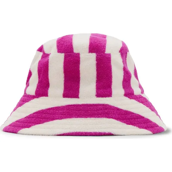Mango Stripe Terry Cloth Bucket Hat - Fuchsia