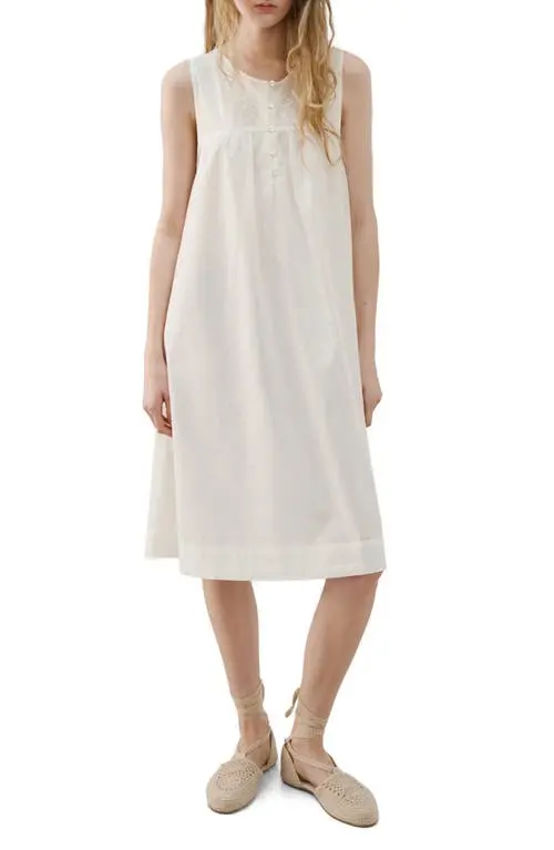 Mango Embroidered Cotton Nightgown - Ivory White