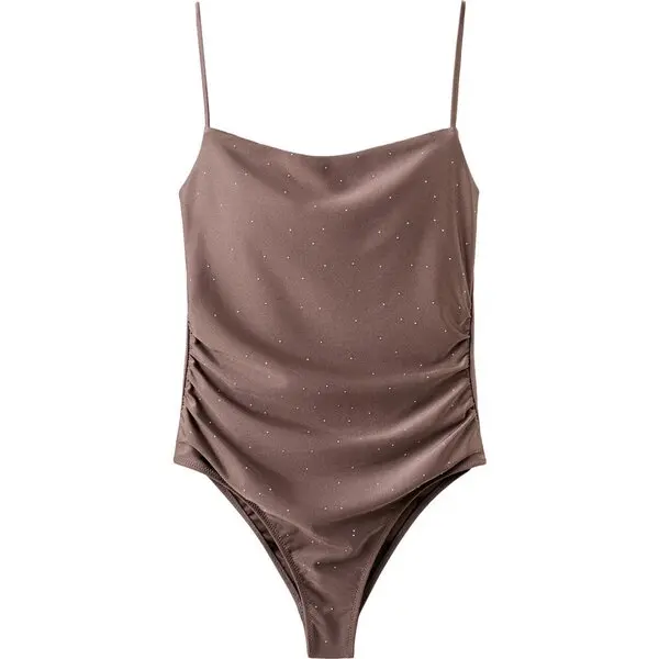 Mango Ruched Rhinestone One-piece Swimsuit