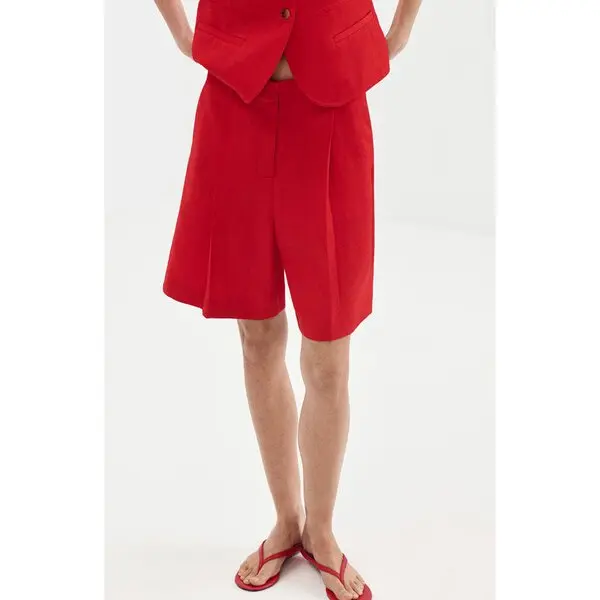 Mango Straight Fit Bermuda Shorts - Red